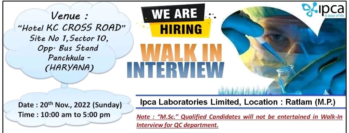 Ipca Laboratories Walk In Interview At Ratlam