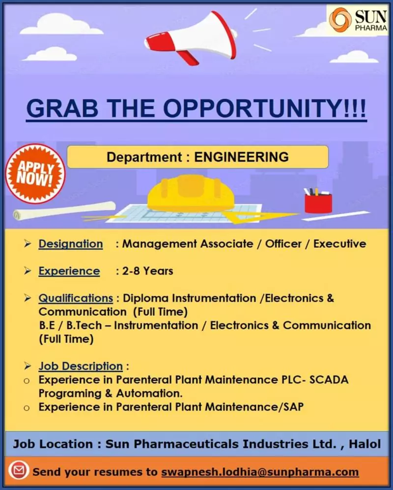 Sun Pharma Engineering Jobs